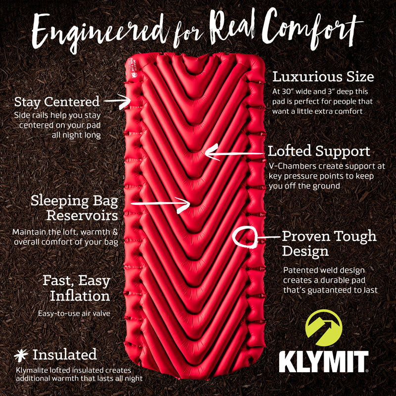 Klymit Insulated Static V Luxe Sleeping Pad – Outdoor Connection
